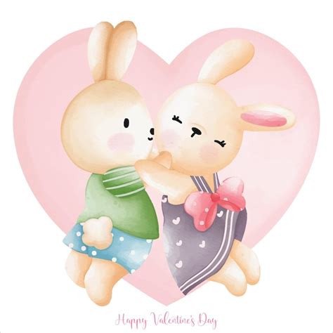Premium Vector Rabbit In Love Rabbit Hug Together Watercolor Rabbit