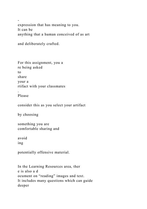 Artifact Analysis Worksheetan Artifact Is Something Made By A Hu Docx