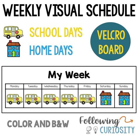Weekly Visual Schedule Board School Days And Home Days Velcro Etsy