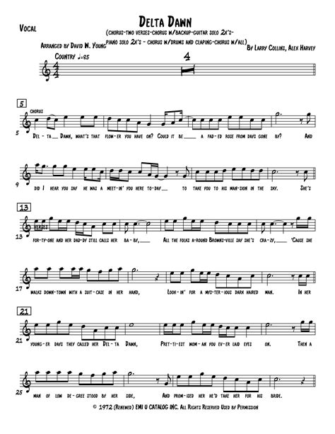 Delta Dawn Guitar Chords