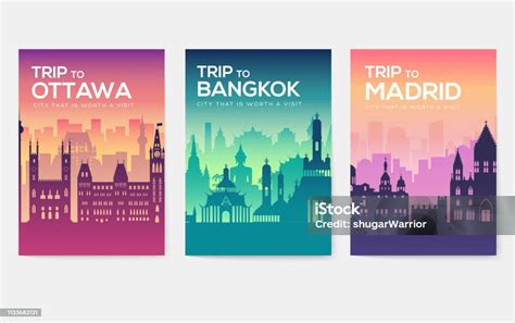 여행 정보 카드 전단지 잡지 포스터 책 표지 배너의 풍경 템플릿입니다 칠레 캐나다 태국 스페인 말레이시아와 아프리카 아시아