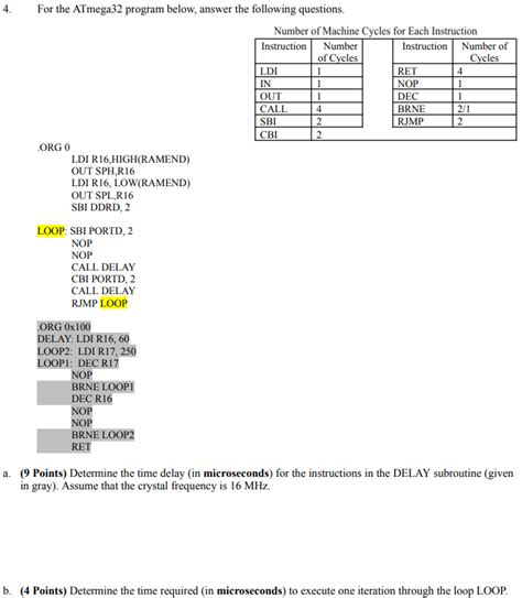 Solved 4 For The Atmega32 Program Below Answer The