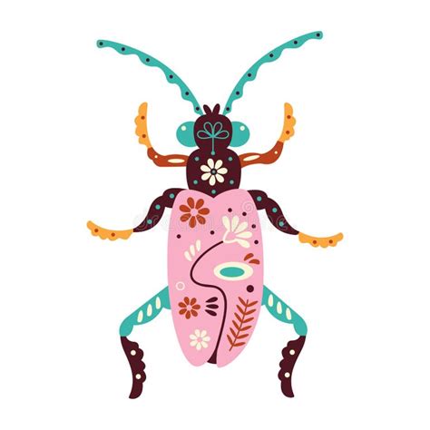 Isolated Neutral Colored Cockroach Bug With Patterns Vector Stock Vector Illustration Of