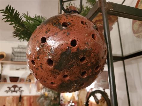 Redware Pottery Strainer With Lead Free Glaze On The Inside Pied