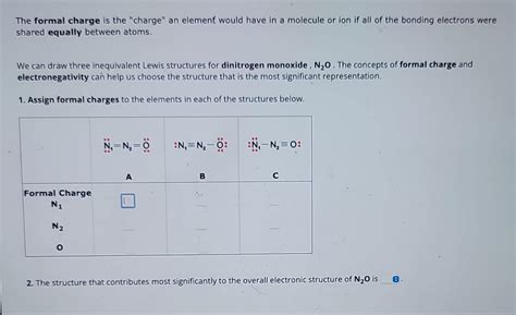 Solved The Formal Charge Is The Charge An Element Would