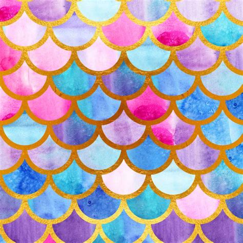 مقیاس پری دریایی مقیاس های آبرنگ ماهی الگو تابستان روشن با مقیاس های خزنده 1436264