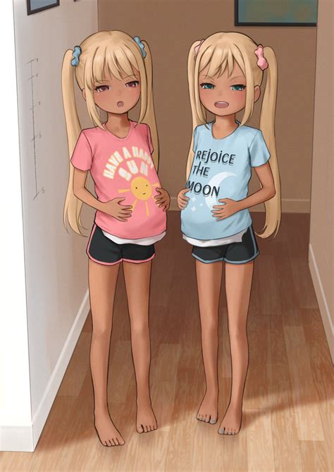 Kuroshiro00 Lisa Kuroshiro00 Luna Kuroshiro00 Original Highres 2girls Barefoot Blue