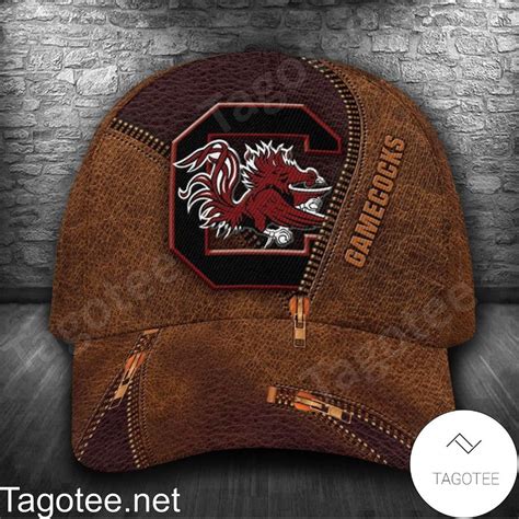 South Carolina Gamecocks Leather Zipper Print Personalized Cap Tagotee