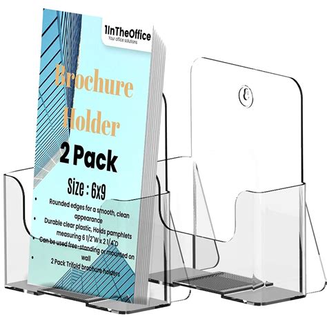 1intheoffice Brochure Holder 6x9 Wall Mount Or Free Standing Acrylic