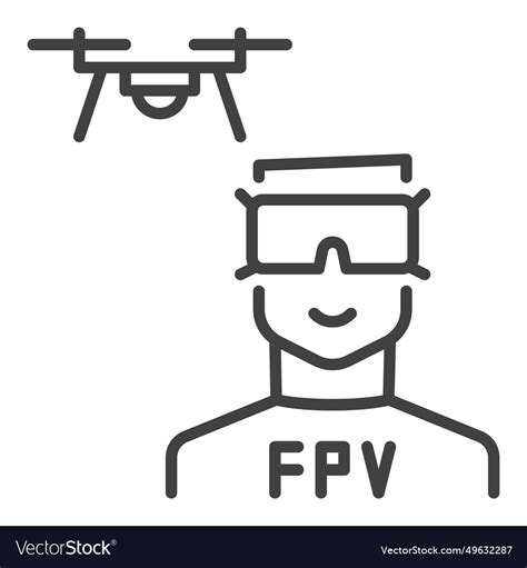 Fpv Drone And Man Concept Thin Line Icon Or Sign Vector Image