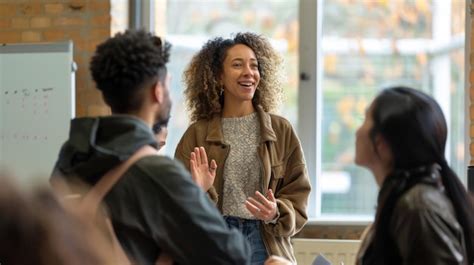 Premium Photo Female Tutor Teaching Class Of Mature Students