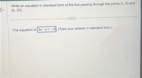 Solved Write An Equation In Standard Form Of The Line