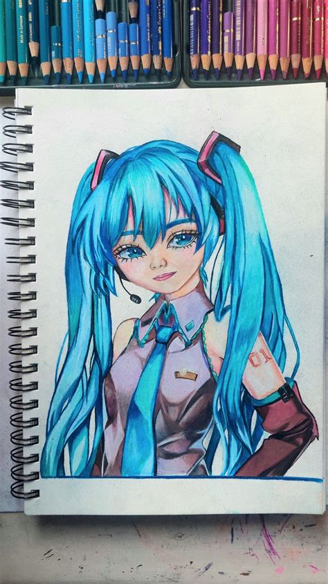 Drawing Hatsune Miku Semi Realistic Style In 2025 Hatsune Miku Anime Drawings Manga