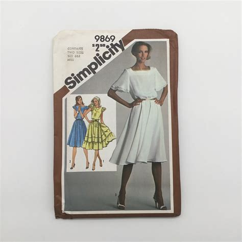 Simplicity 9869 1980 Dress With Sleeve And Style Variations Vintag Sewingpatternshop
