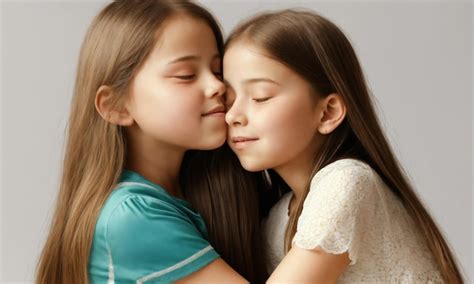 Dos Chicas Besándose Con Las Palabras La Que Está Besándose Imagen