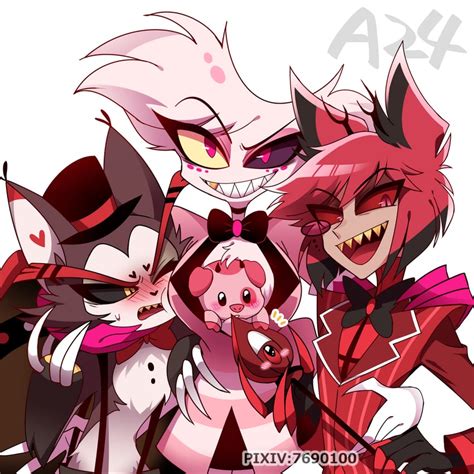 Alastor Angel Dust Husk And Fat Nuggets Hazbin Hotel Drawn By