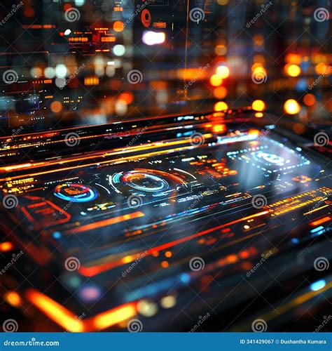 Futuristic Dashboard Interface With Transparent Elements Stock Illustration Illustration Of