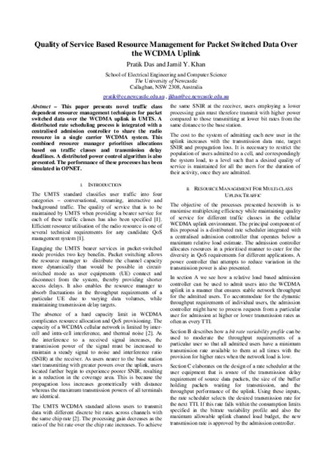 Pdf Quality Of Service Based Resource Management For Packet Switched