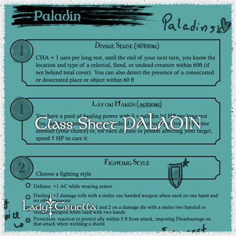 Lady Cruella Rpg Im Making Some Class Sheets For Dnd 5e For You To See Your Class Features