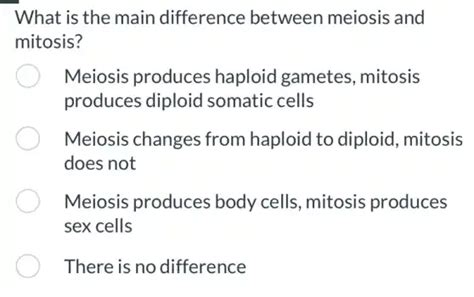 What Is The Main Difference Between Meiosis Mitosis Meiosis Produces
