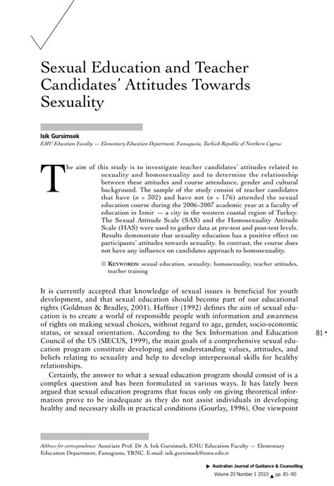 Pdf Sexual Education And Teacher Candidates Attitudes Towards Sexuality