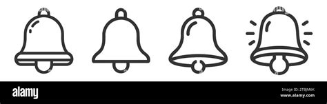 Notification Bell Icon Set Pack Collection Outline Style Notification Bell Vector Icon Stock