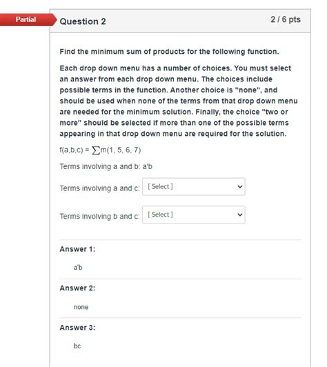 solved partial question 2 2 6 pts find the minimum sum of