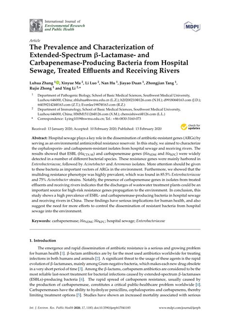 Pdf The Prevalence And Characterization Of Extended Spectrum β