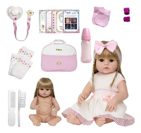 Boneca Reborn Realista Vinil Siliconado Enxoval Com Bolsa