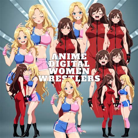 Anime Women Wrestlers Png Ai Art Dark Moonlit Background Commercial