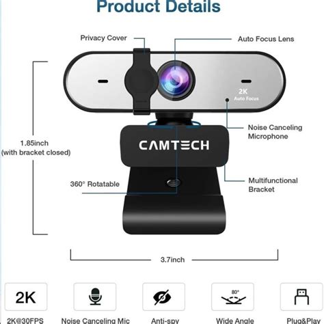 Jual Camtech Webcam 2k 4mp Ct50 Qhd 1440p With Auto Focus Shopee