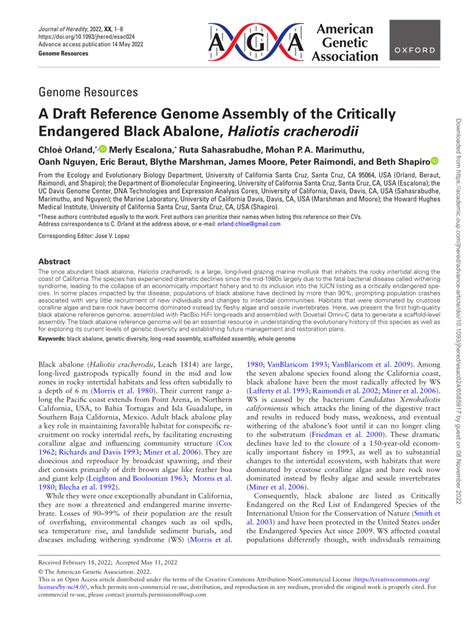 Pdf A Draft Reference Genome Assembly Of The Critically Endangered