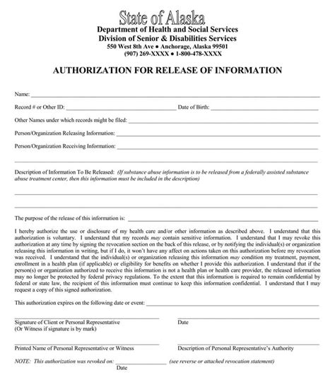 Free Medical Records Release Authorization Forms Hipaa