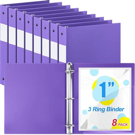 Skyygemm 8 Pack 1 Inch 3 Ring Plastic Binders Flexible Pp