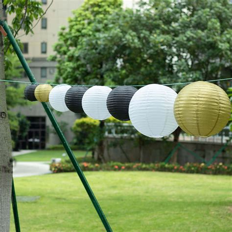 Mixed Black Gold Hanging Paper Lanterns Efavormart
