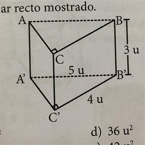 2 Calcula El área De La Superficie Lateral Del Prisma Triangular Recto