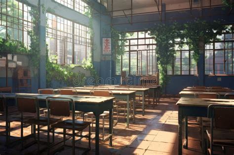 School Classroom Education Anime Visual Novel Game Generate Ai Stock