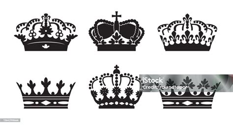 Set Of Vector King Crowns Icon On White Background Vector Illustration