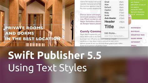 Editing And Using Text Styles Swift Publisher 55 Tutorials Youtube