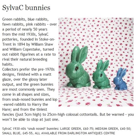 Sylvac Bunnies Green Rabbit Rabbit Figurine Pink Rabbit