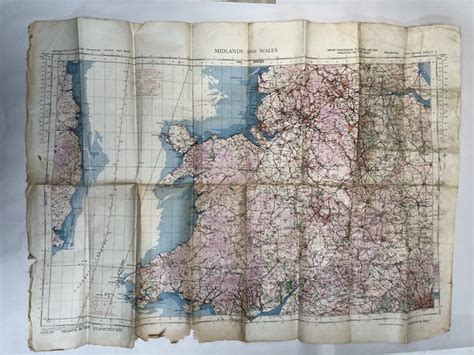 Original Ww2 British Army Raf Map Midlands And Wales Eur 1439