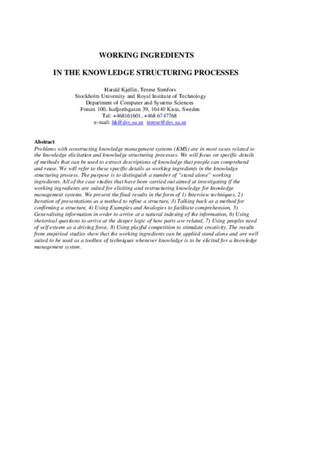 Pdf In The Knowledge Structuring Processes