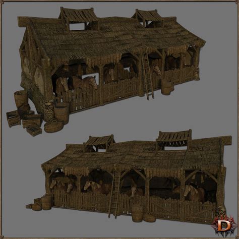 Medieval Stables 3d Models Dante78 With Complete Furnishing
