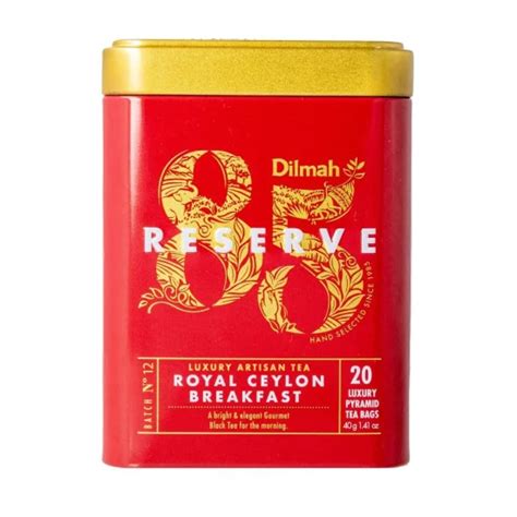 Dilmah 85 Reserve Royal Ceylon Breakfast Black Tea Tin Caddy 20 Tea Bag