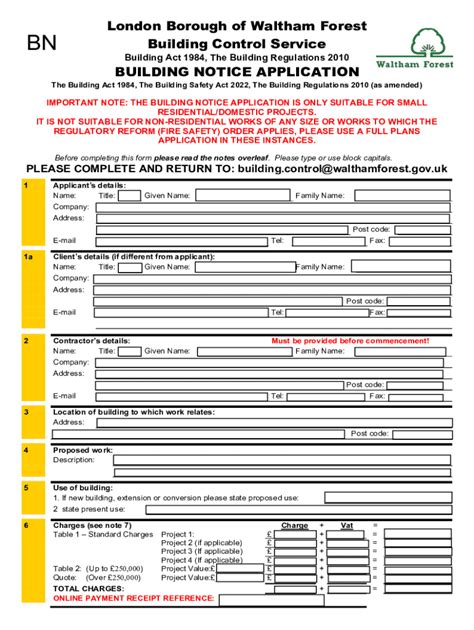 Fillable Online Building Notice Application Fax Email Print Pdffiller