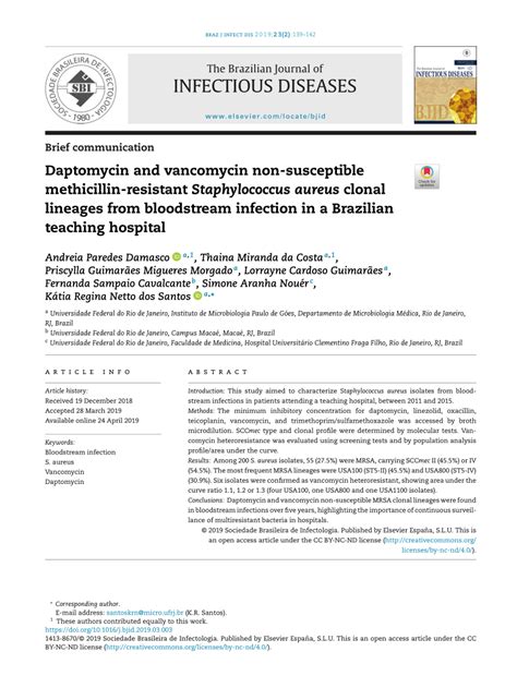 Pdf Daptomycin And Vancomycin Non Susceptible Methicillin Resistant