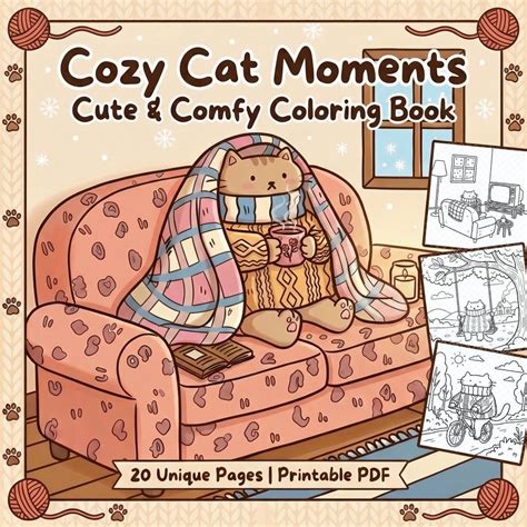 Cozy Cat Coloring Pages 20 Printable Relaxing Designs Pdf Etsy