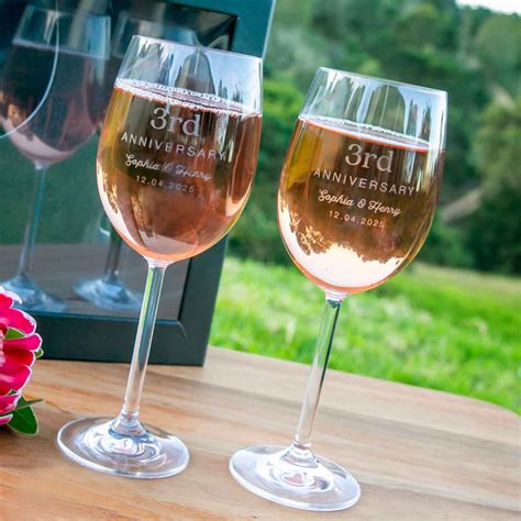 Engraved Anniversary Wine Glasses Personalised Favours Personalised