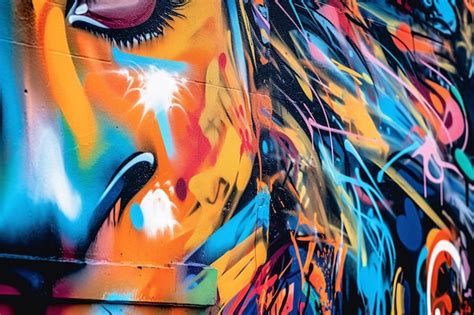 Premium Ai Image Closeup Details Of Abstract Urban Street Art On A