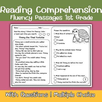 1st Grade Reading Comprehension Passages With Questions Multiple Choice